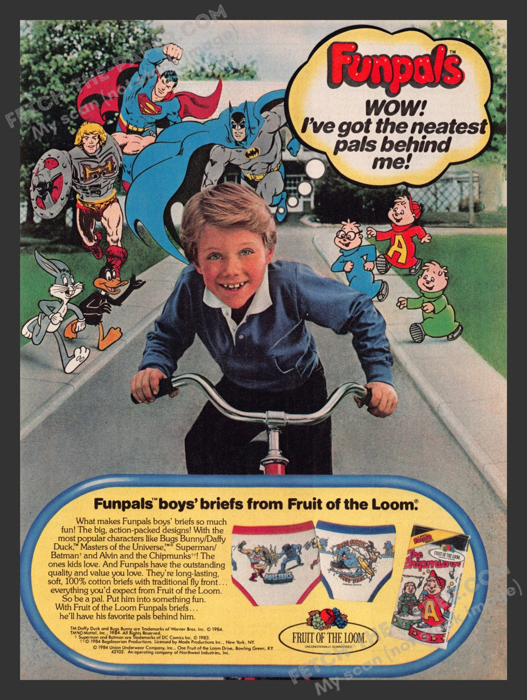 Fruit of the Loom Funpals 1980s Print Ad — Fetch-the-Paper