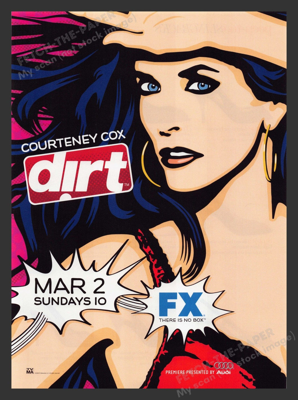 FX Courteney Cox Dirt TV Show 2008 Pop-Art Print Ad — Fetch-the-Paper
