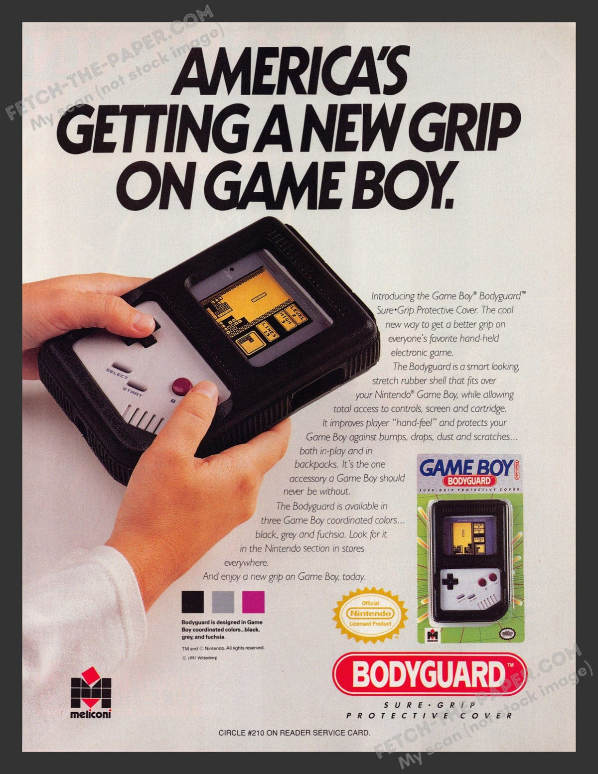 Game Boy Bodyguard Video Game 1990s Print Advertisement 1991 — Fetch-the-Paper