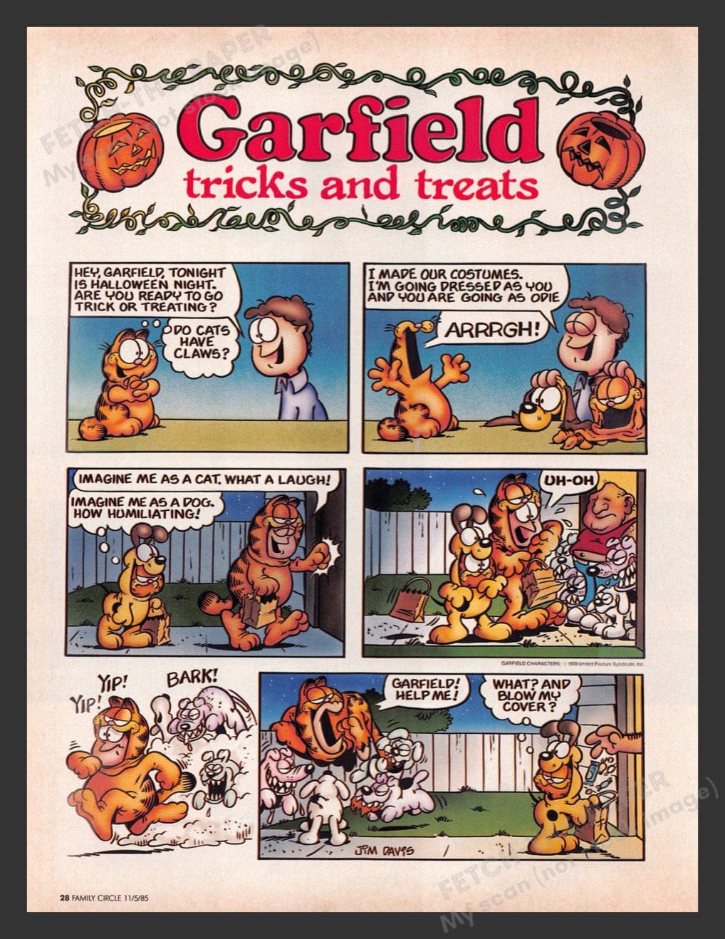 Garfield Tricks and Treats Comic Page 1980s Print Advertisement Ad 198 ...