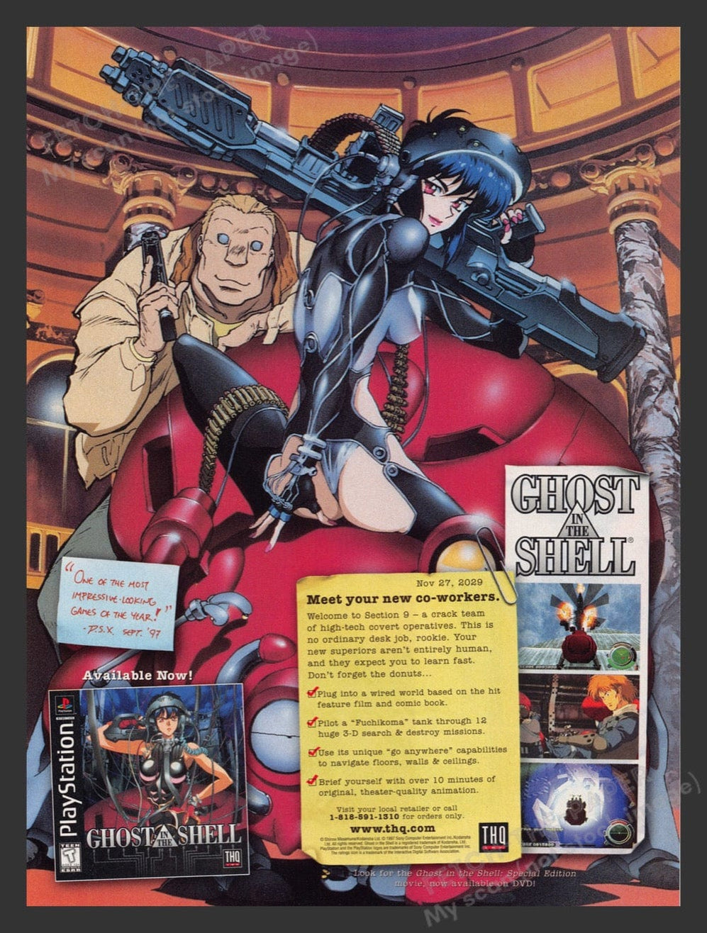 Ghost in the Shell "Meet your new co-worker" 1990s Video Game Print Ad — Fetch-the-Paper