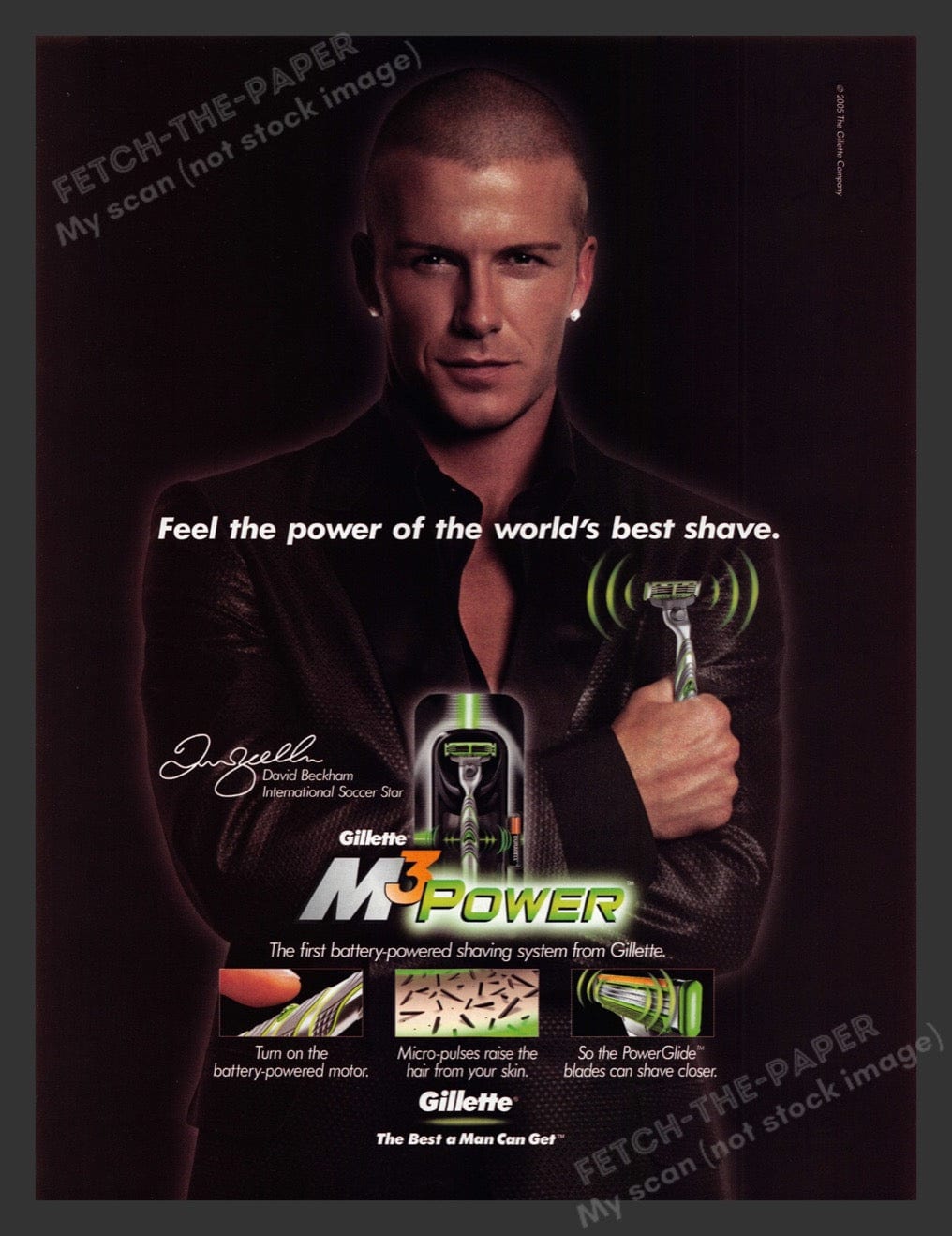 Gillette M3 Power Razor David Beckham 2000s Print Advertisement Ad 200 — Fetch-the-Paper