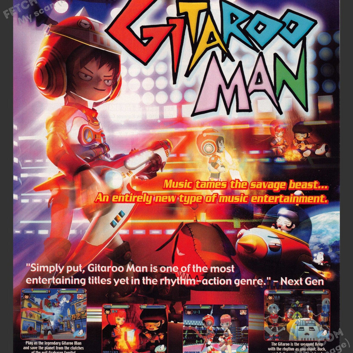 Gitaroo Man 2000s Print Advertisement Video Game 2002 — Fetch-the-Paper