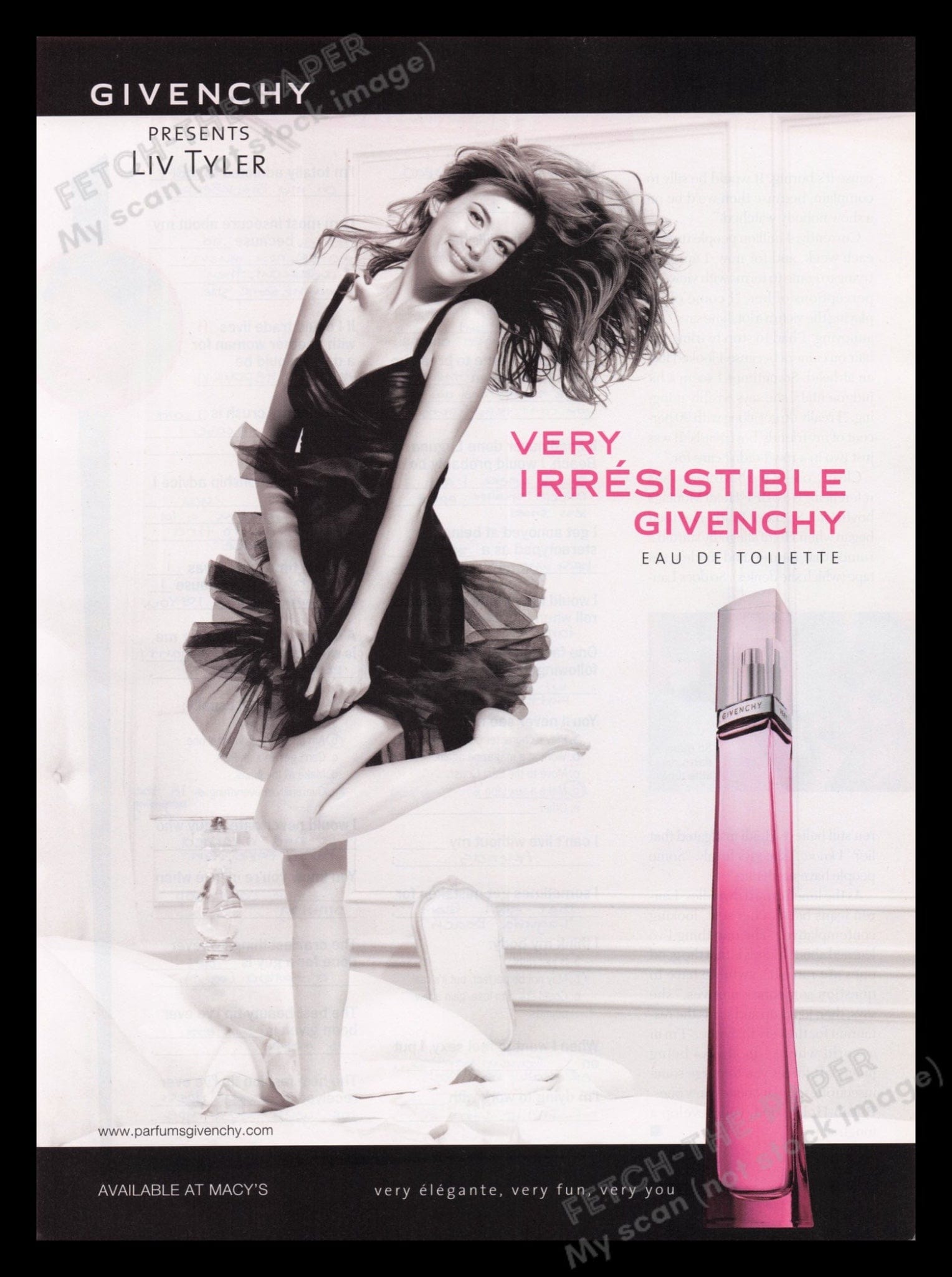 Givenchy 2008 Ad Liv Tyler Jumping on Bed Perfume Print — Fetch-the-Paper