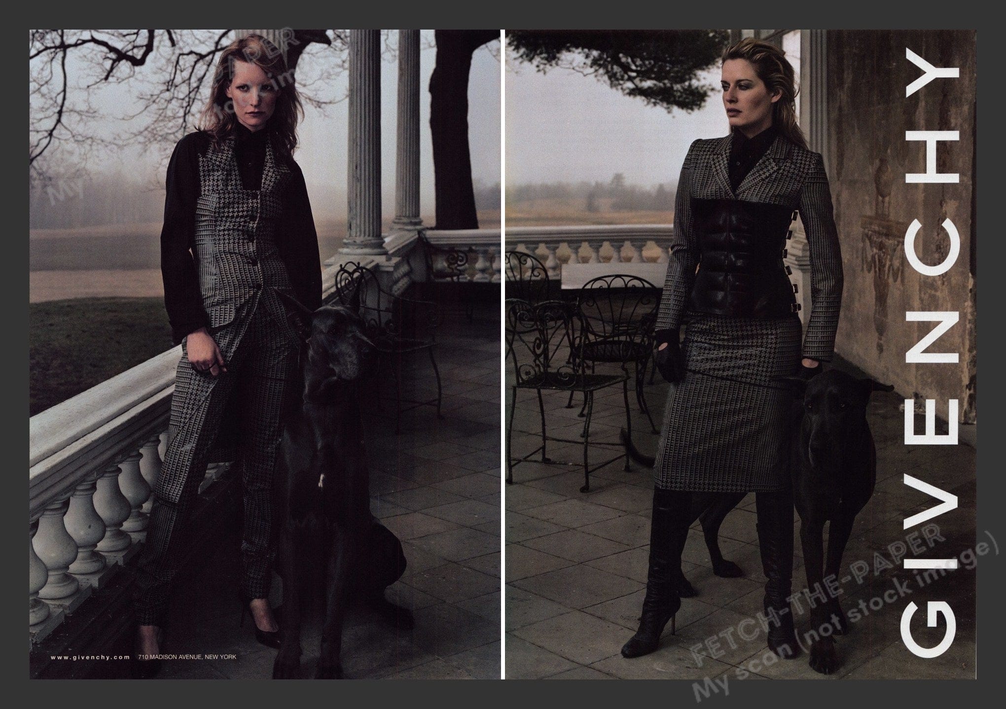 Givenchy 2001 Ad: Models with Great Danes, 2-Page Spread — Fetch-the-Paper