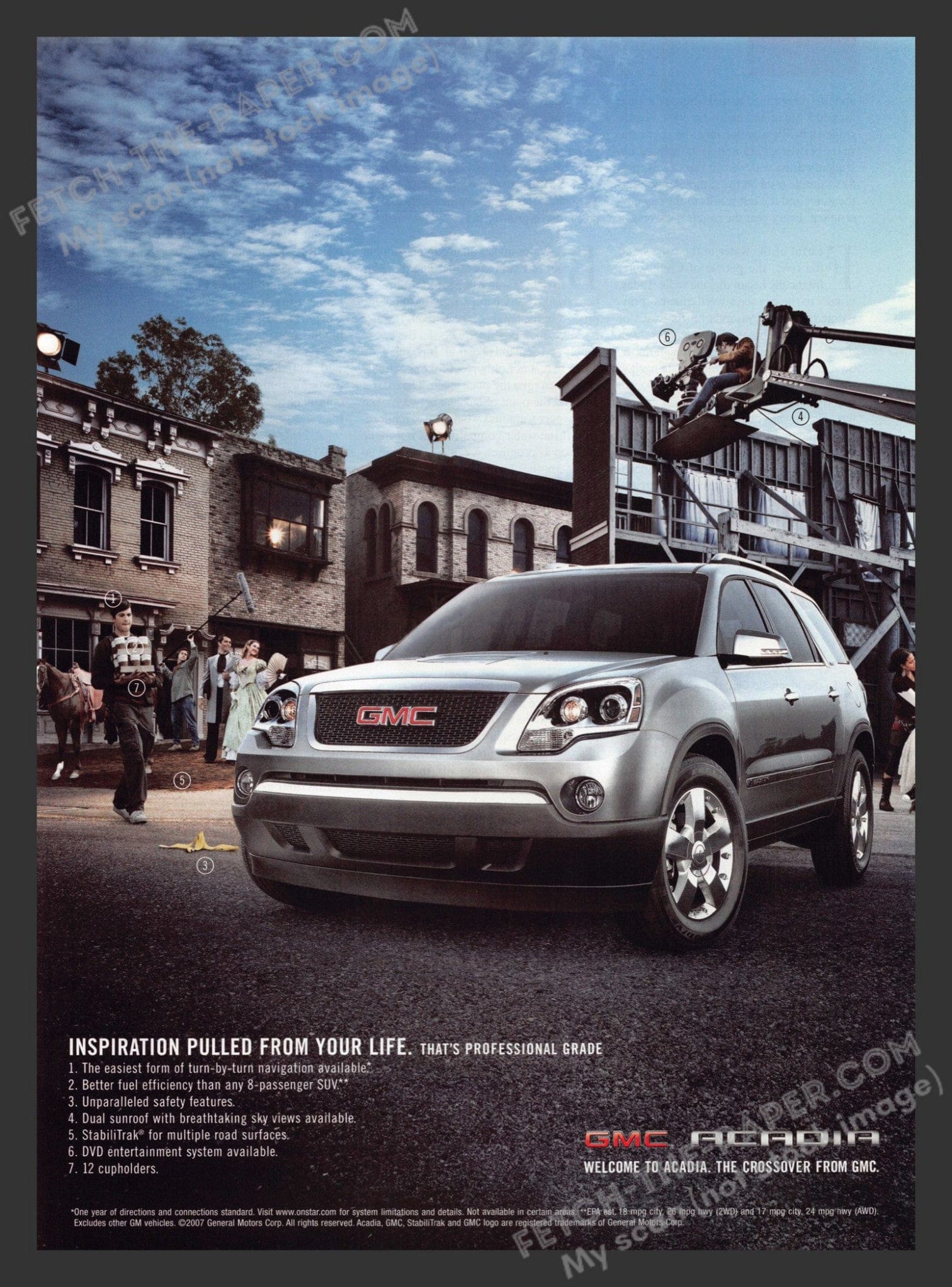 GMC Acadia on Movie Set 2000s Print Ad — Fetch-the-Paper