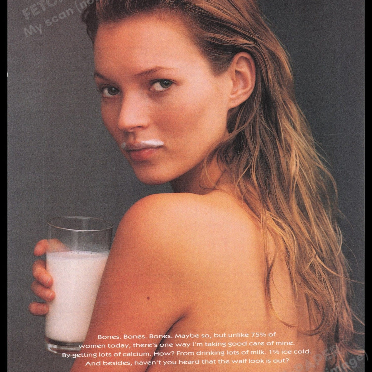 Got Milk? Kate Moss 1995 Vintage Print Ad Supermodel Mustache — Fetch ...