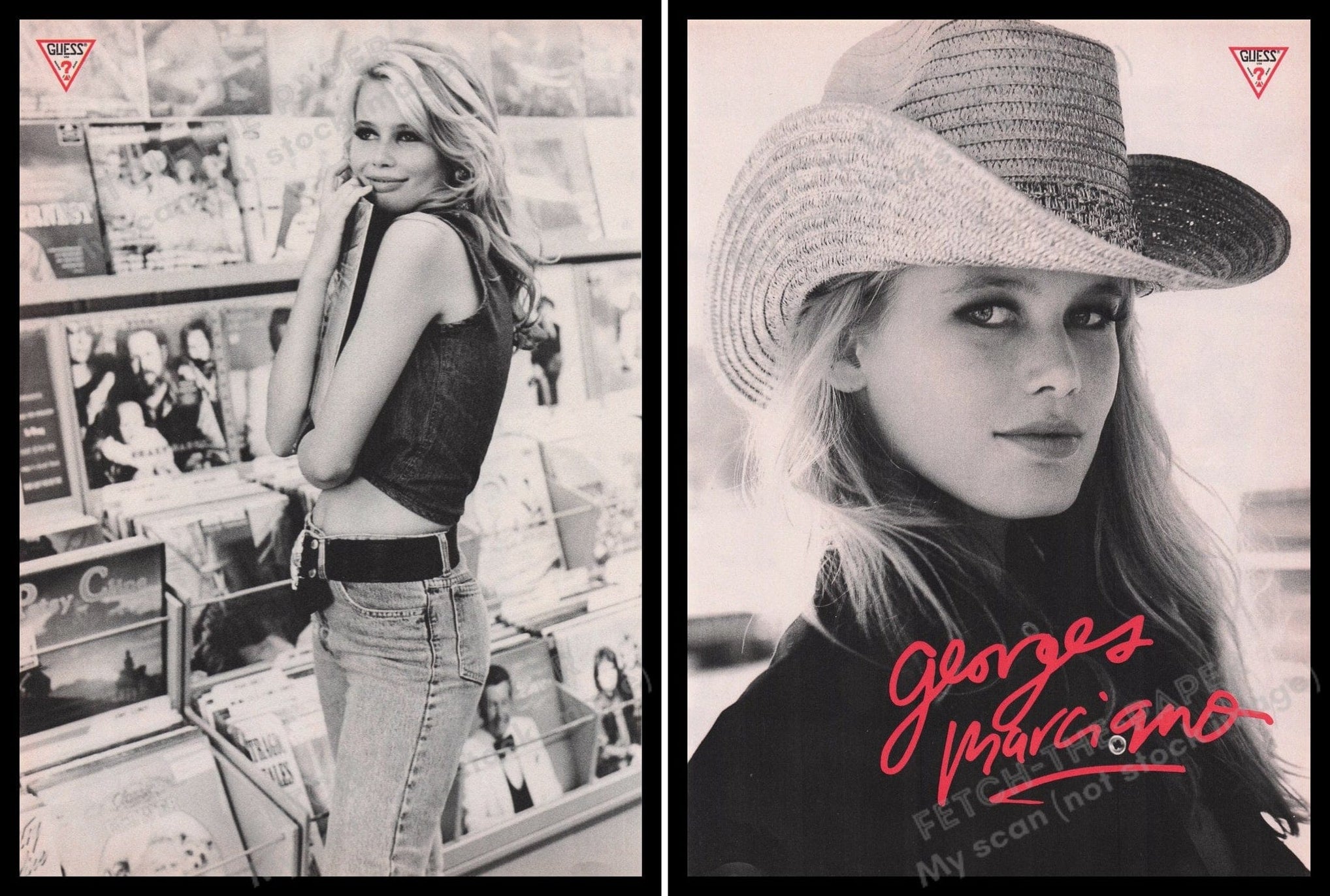 Guess by Marciano Claudia Schiffer 1980s Print Advertisement Ad Front — Fetch-the-Paper