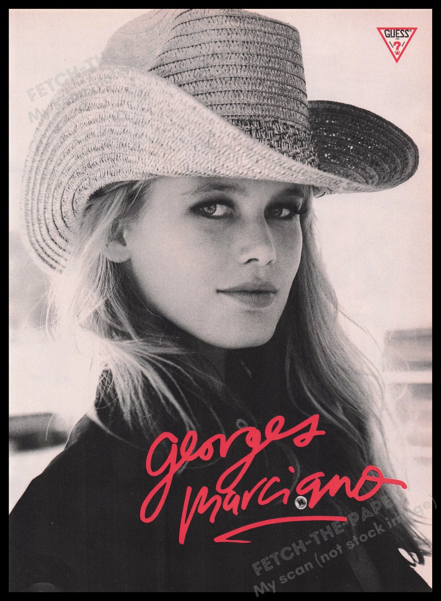 Guess by Marciano Claudia Schiffer 1980s Print Advertisement Ad Front — Fetch-the-Paper
