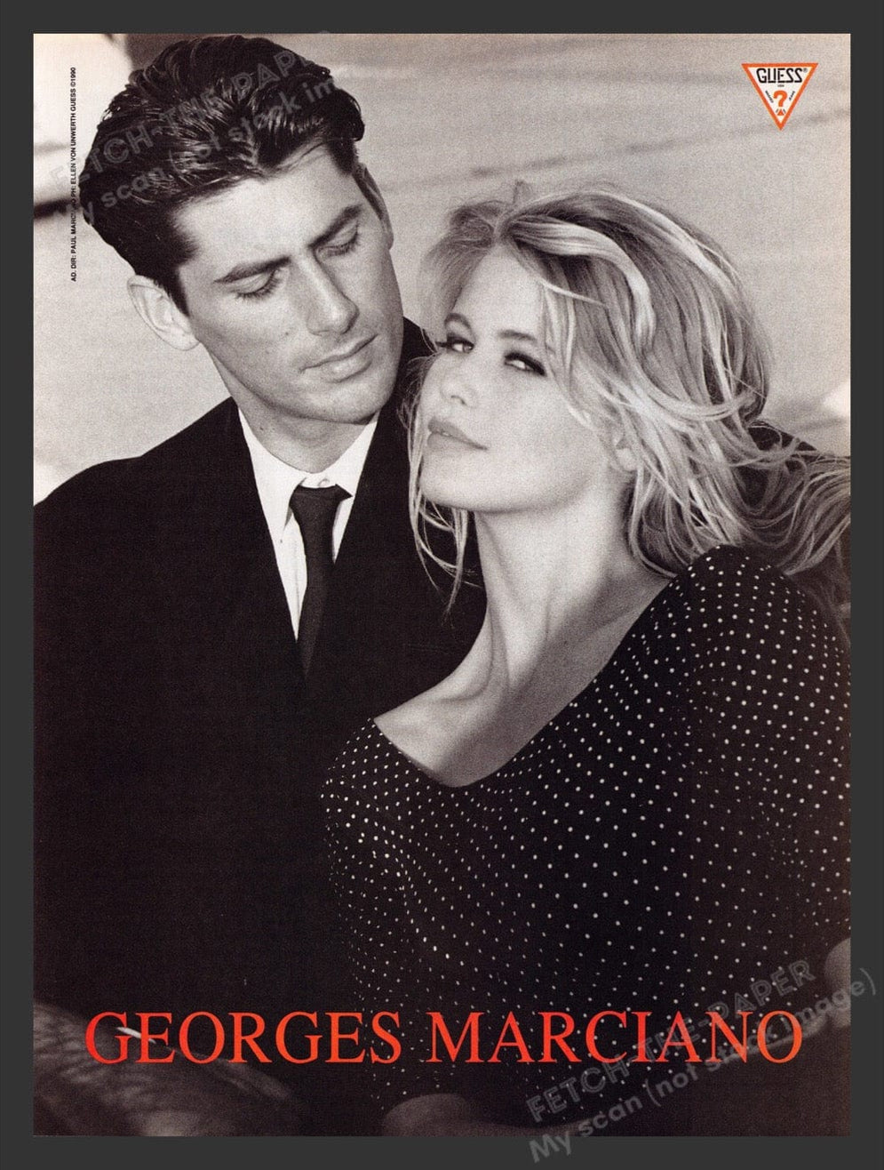 Guess Georges Marciano Claudia Schiffer Sexy 1990s Print Advertisement — Fetch-the-Paper