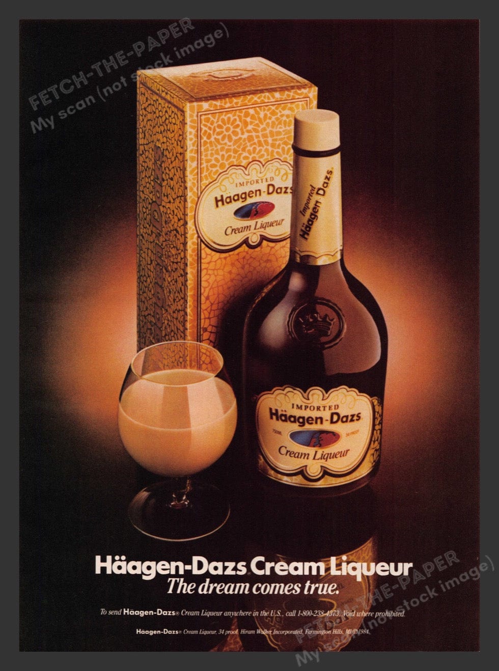 Vintage 1984 Häagen-Dazs Cream Liqueur Print Ad - "The Dream Comes True ...