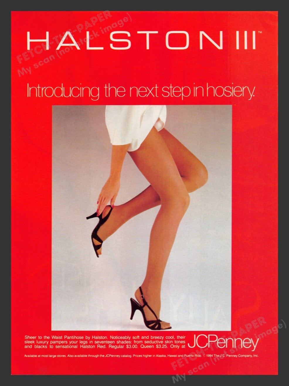 Halston III Next Step Hosiery 1984 Vintage Print Ad — Fetch-the-Paper