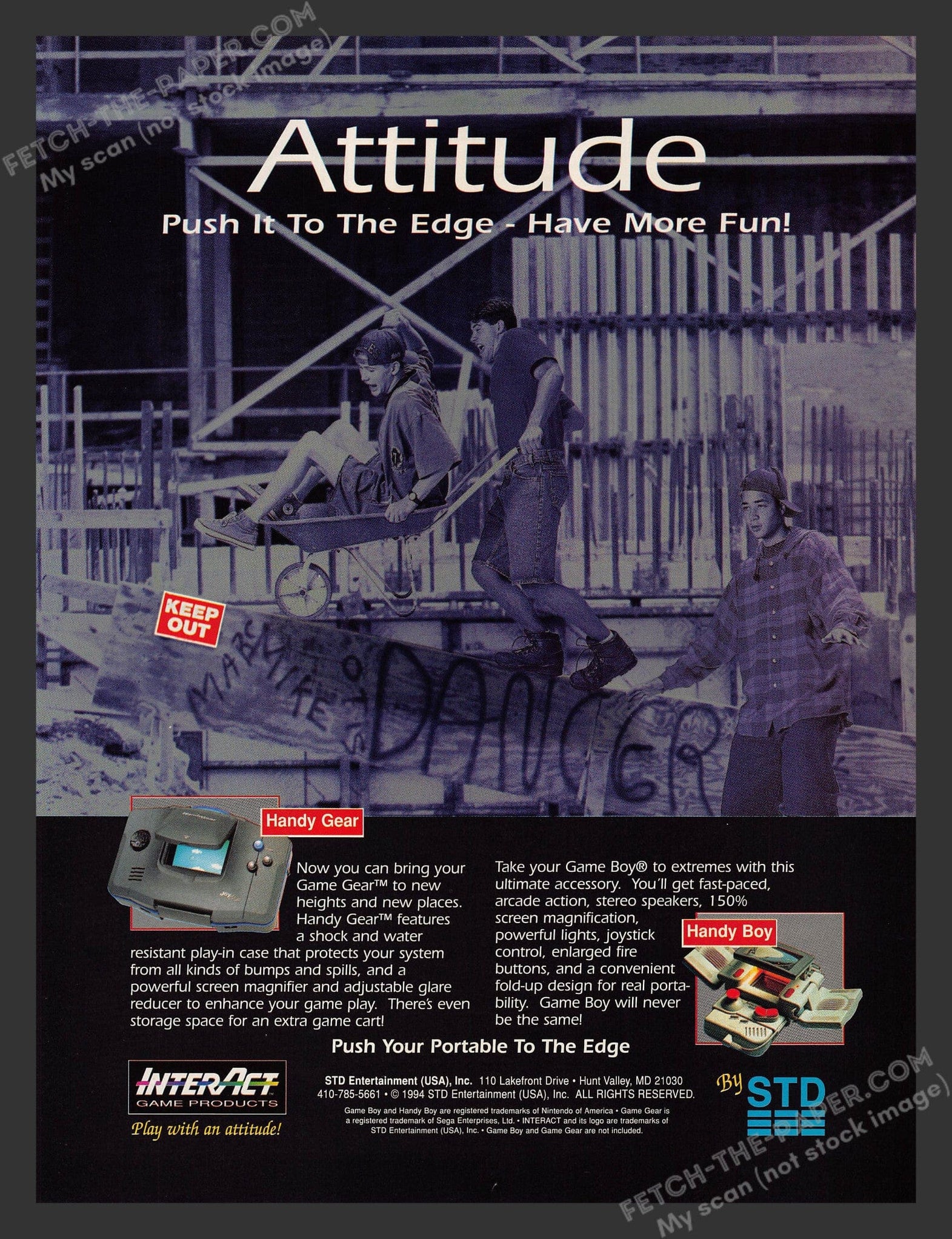 Handy Gear Handy Boy Video Game 1990s Print Advertisement 1994 — Fetch-the-Paper