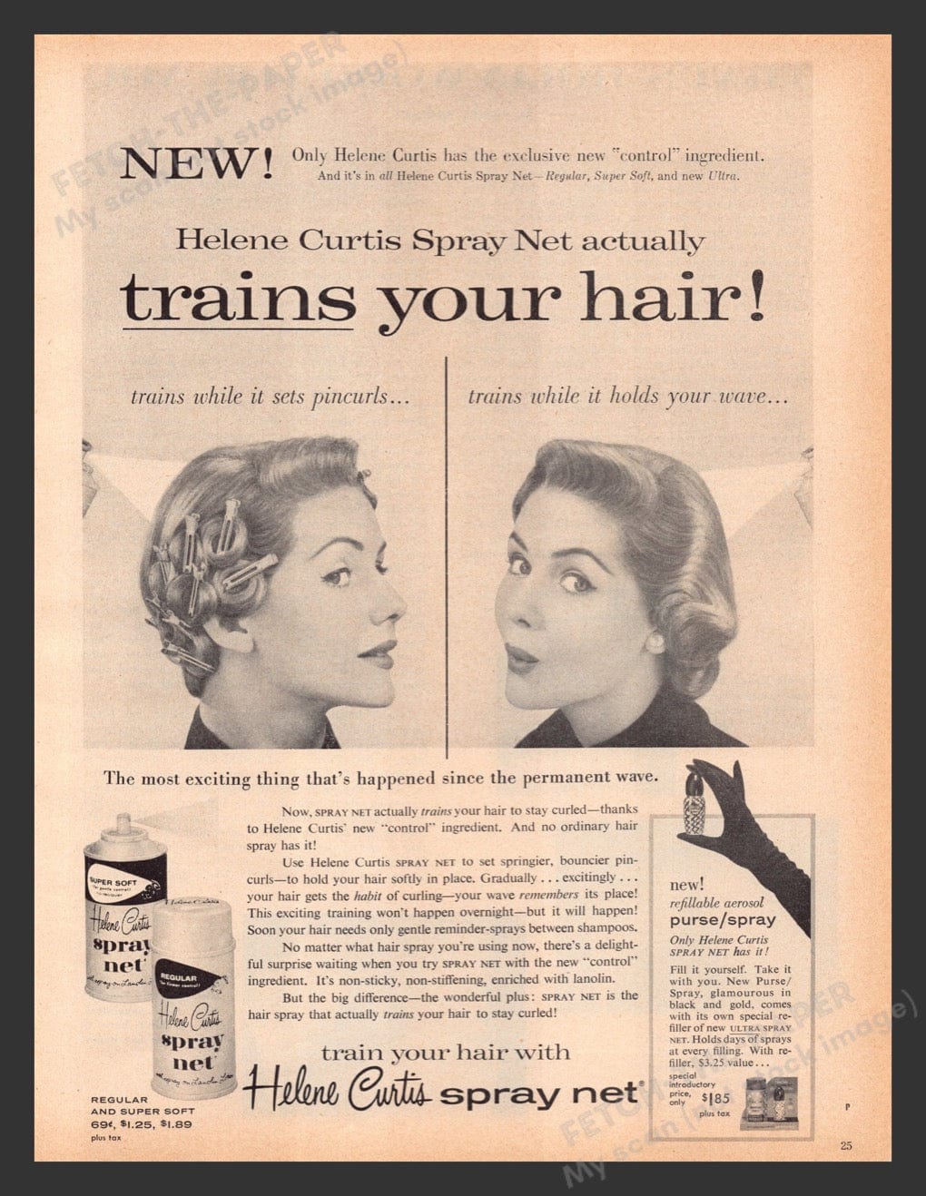 Helene Curtis Spray Net Hair 1950s Print Advertisement Ad 1956 — Fetch ...