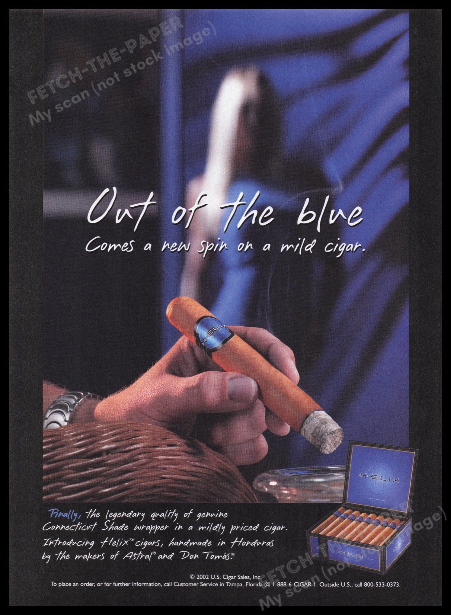Helix Cigars 2000s Print Advertisement Ad 2002 "Out of the blue ...