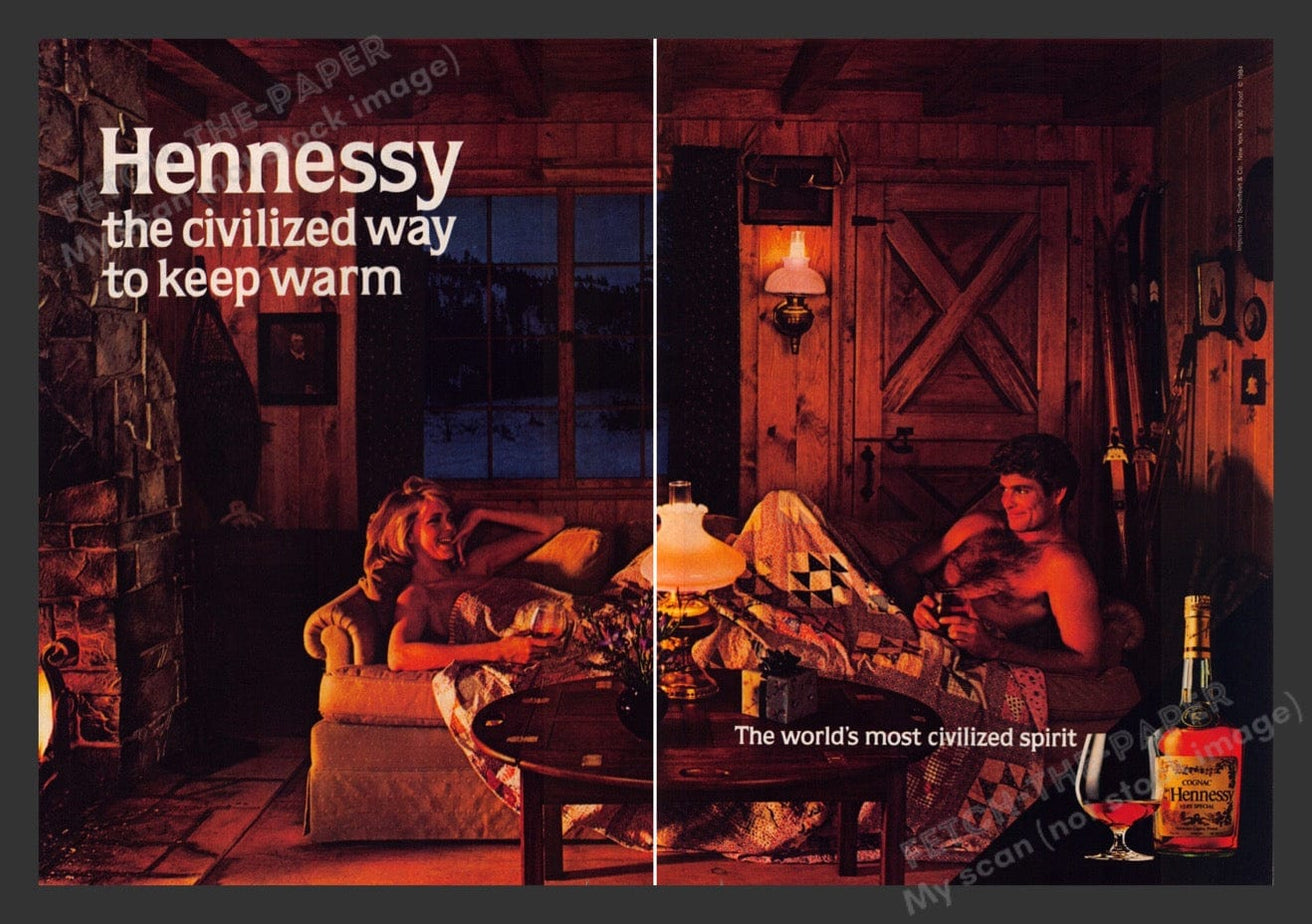 Hennessy Cognac 1984 Wood Cabin Sexy Couple Print Ad (2 Pages) — Fetch ...