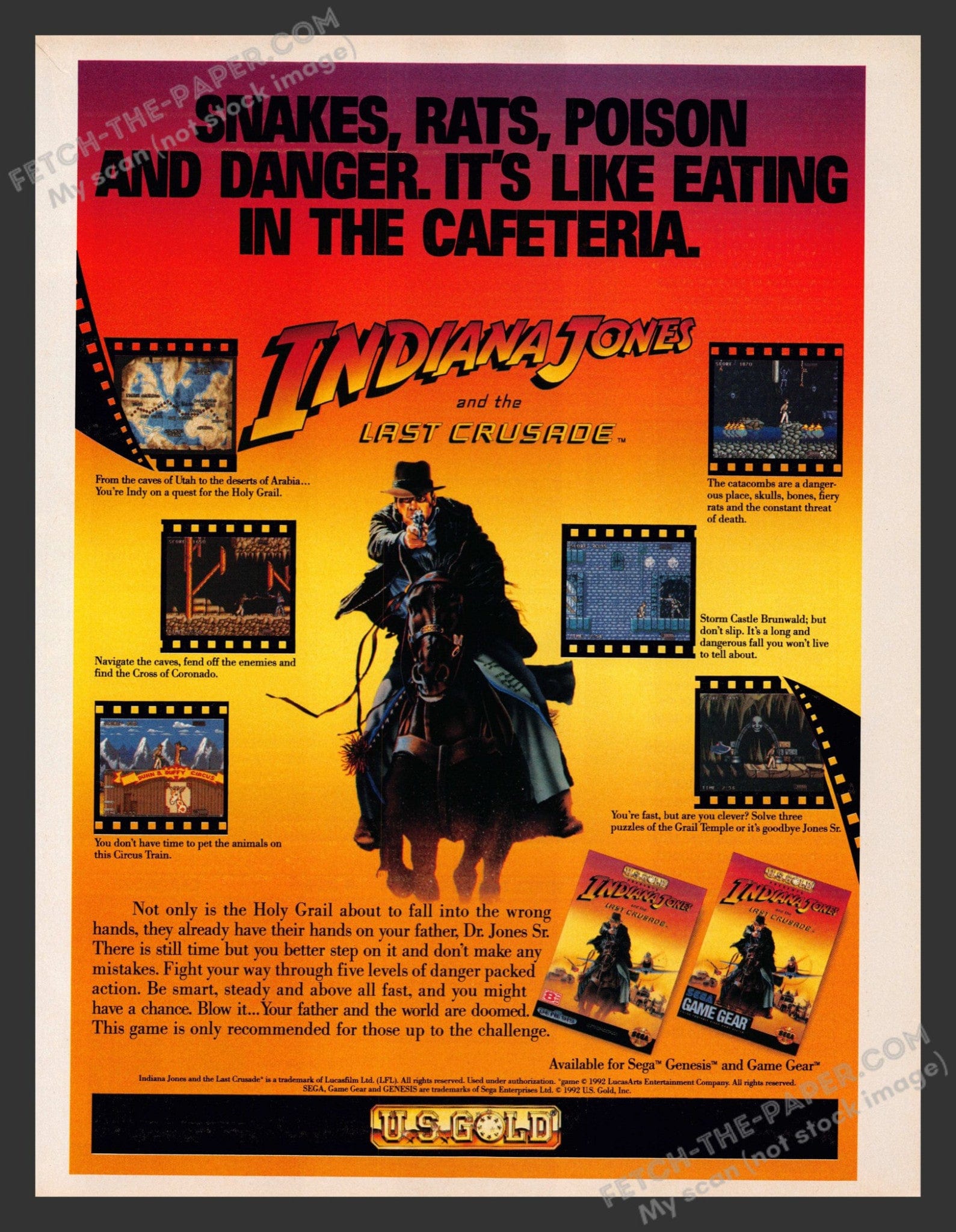 Indiana Jones Last Crusade 1992 Video Game Print Ad — Fetch-the-Paper