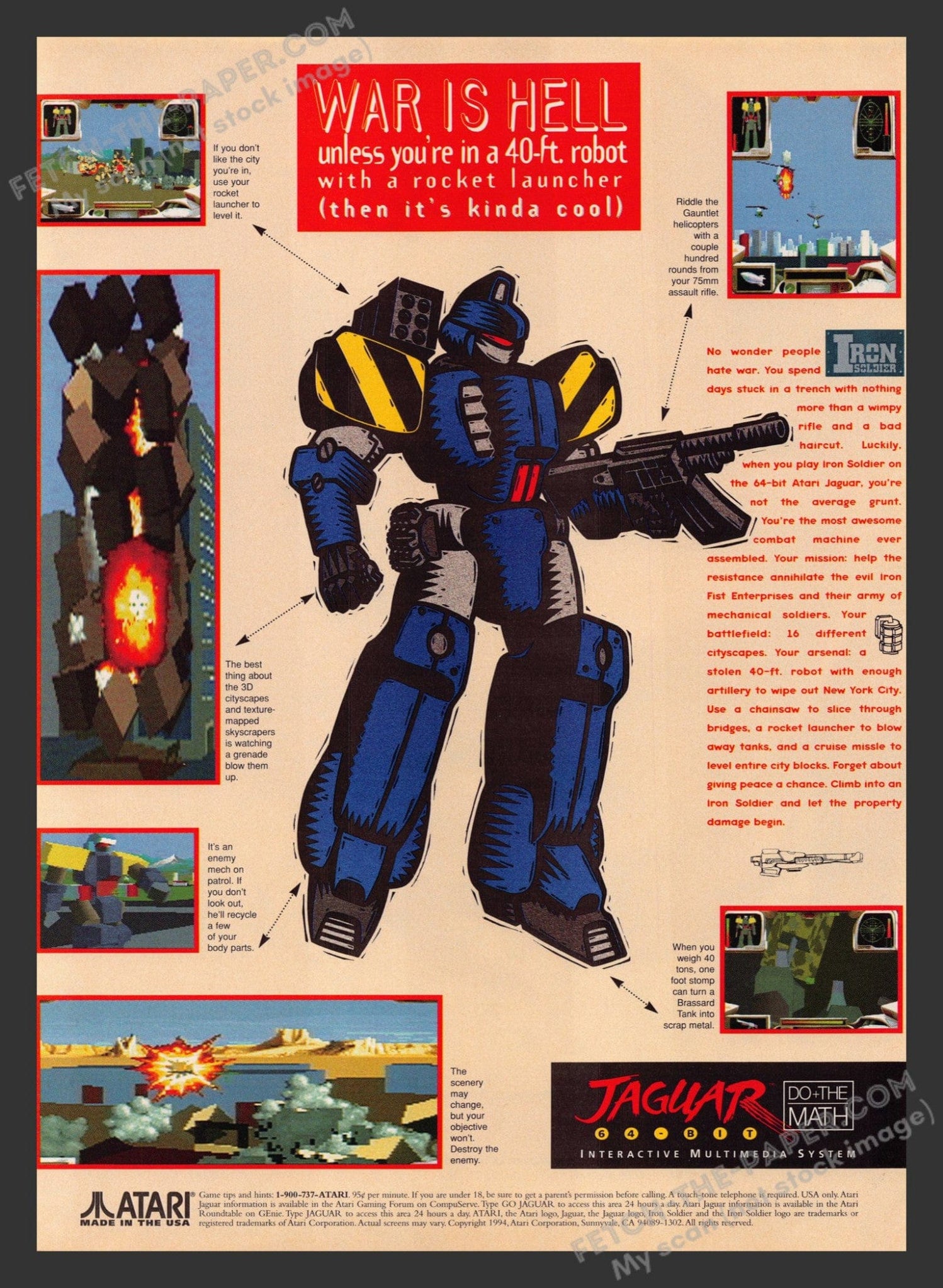 Iron Soldier Video Game 1990s Print Advertisement 1994 — Fetch-the-Paper