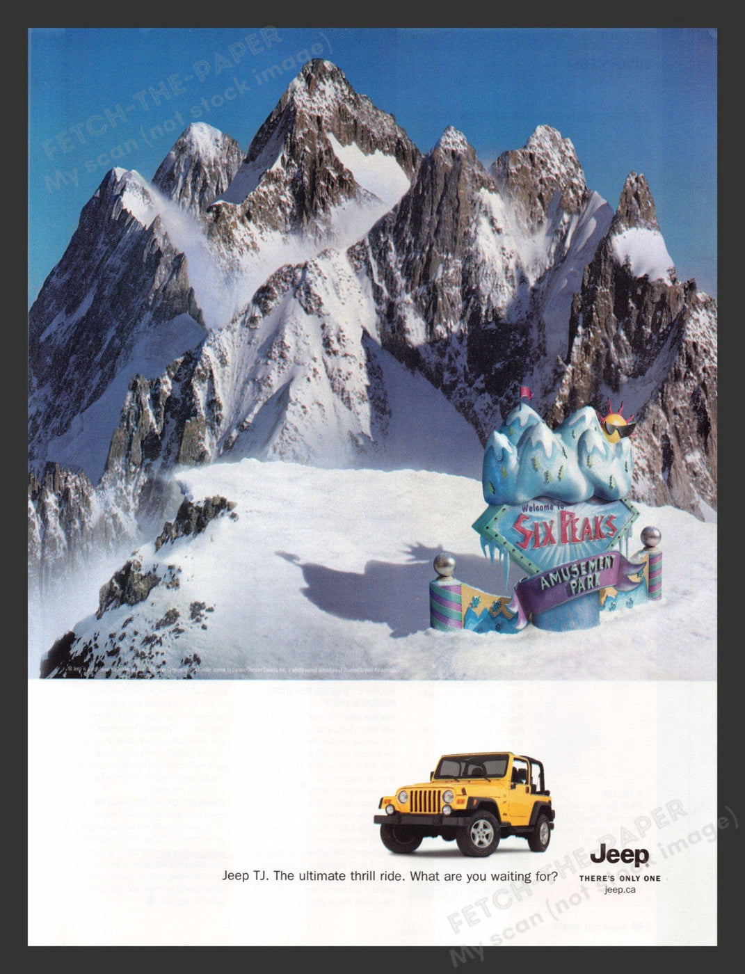 Vintage 2002 Jeep TJ Six Flags Amusement Park Ad — Fetch-the-Paper