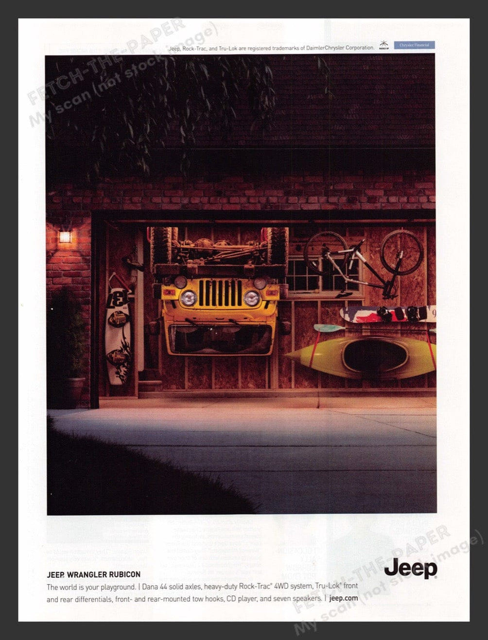 Jeep Wrangler Rubicon Upside Down in Garage 2000s Print Advertisement ...