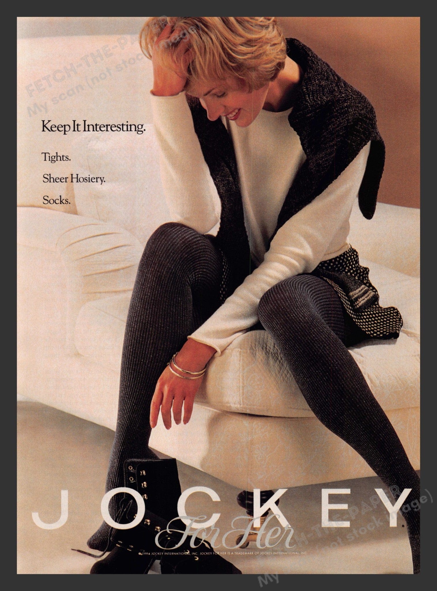 Vintage 1994 Jockey for Her Tights Print Ad - Woman on Bed — Fetch-the ...