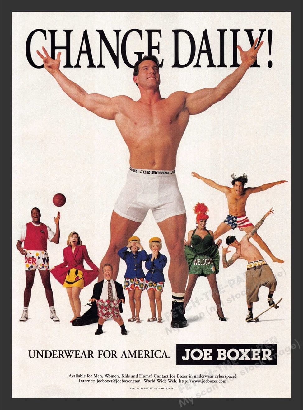 Joe Boxer 1995 Muscle Body Builder Underwear Print Ad — Fetch-the-Paper