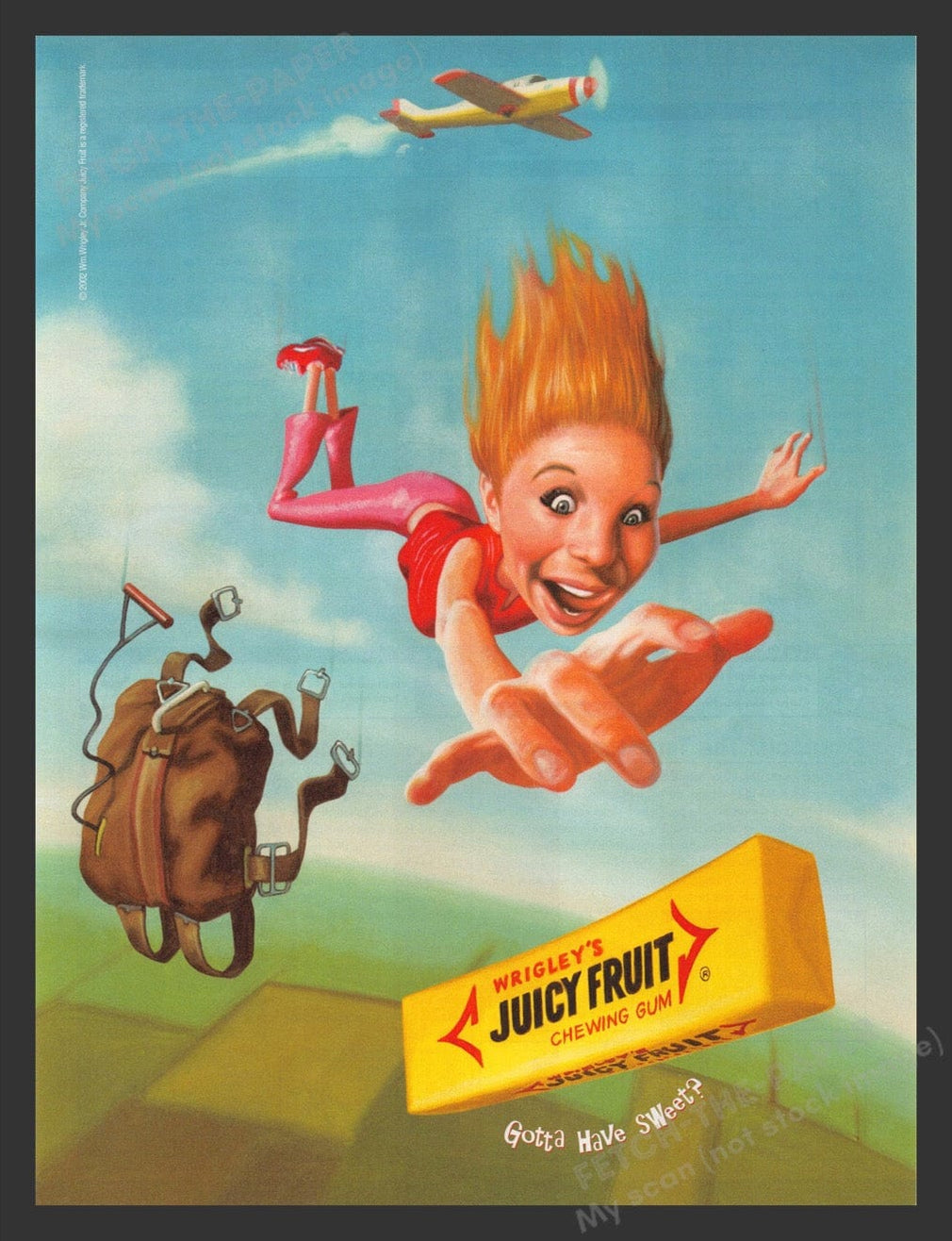 Juicy Fruit Gum Girl Skydiver 2000s Print Advertisement Ad 2002 — Fetch ...