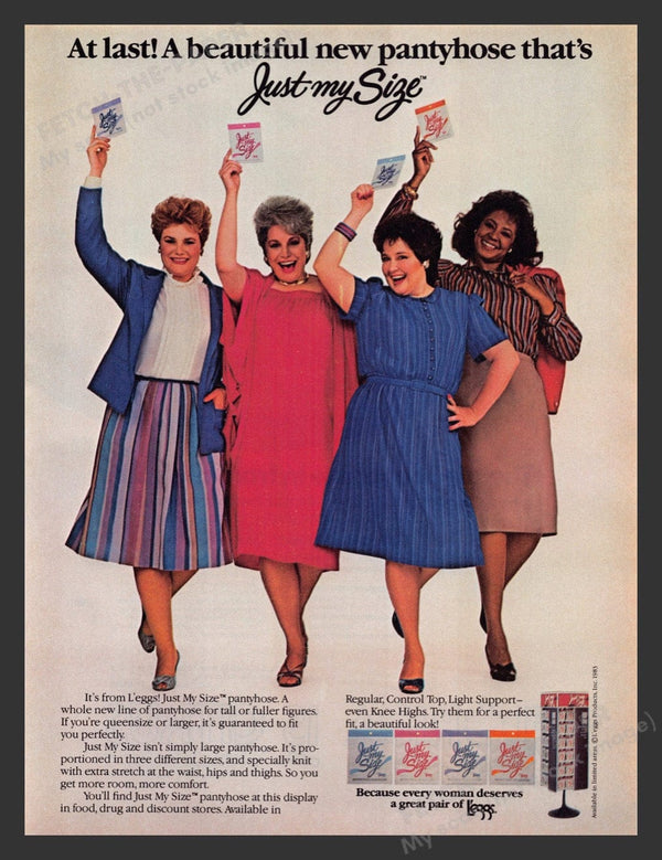 Just My Size Pantyhose Full Figure Ladies 1980s Print Advertisement Ad ...