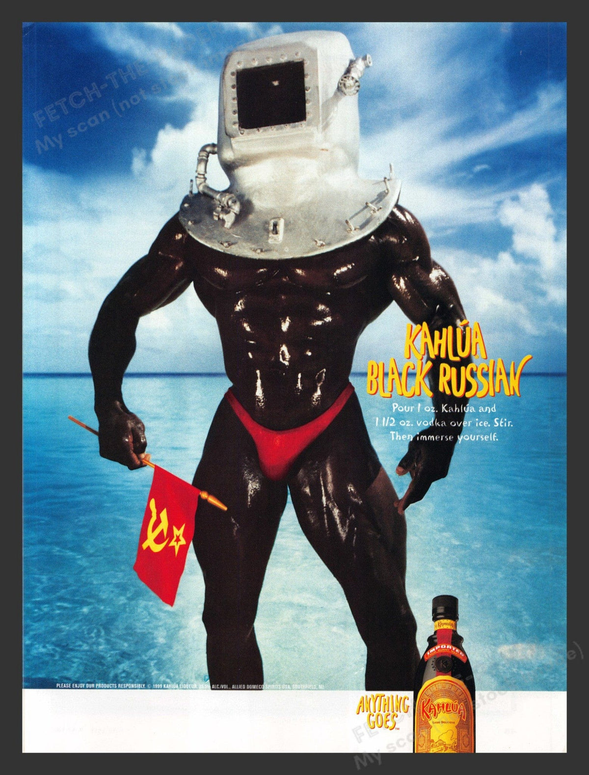 Kahlua Black Russian Diver Muscles 1990s Print Advertisement Ad 1999 ...