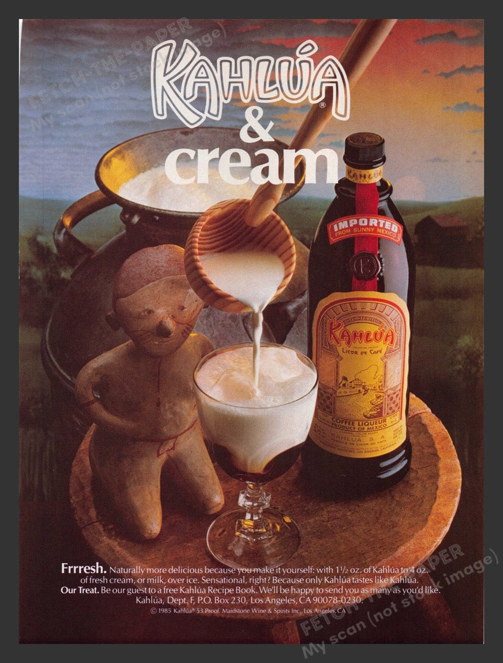 Vintage 1988 Kahlua & Cream Print Ad - Mexico Recipe — Fetch-the-Paper