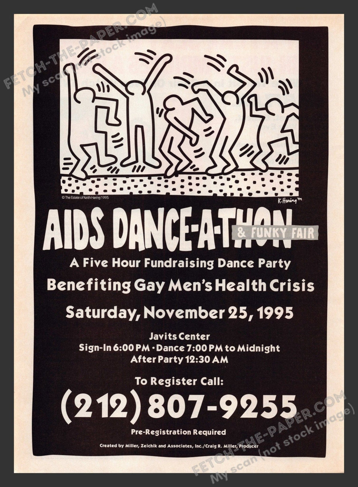 Keith Haring 1995 AIDS Dance-a-thon Print Ad 8"x11" — Fetch-the-Paper