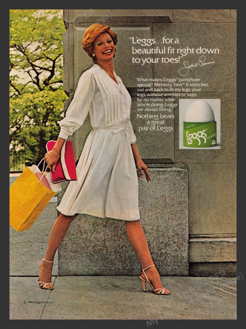 Vintage 1980 L'eggs Hosiery Ad Featuring Juliet Prowse — Fetch-the-Paper