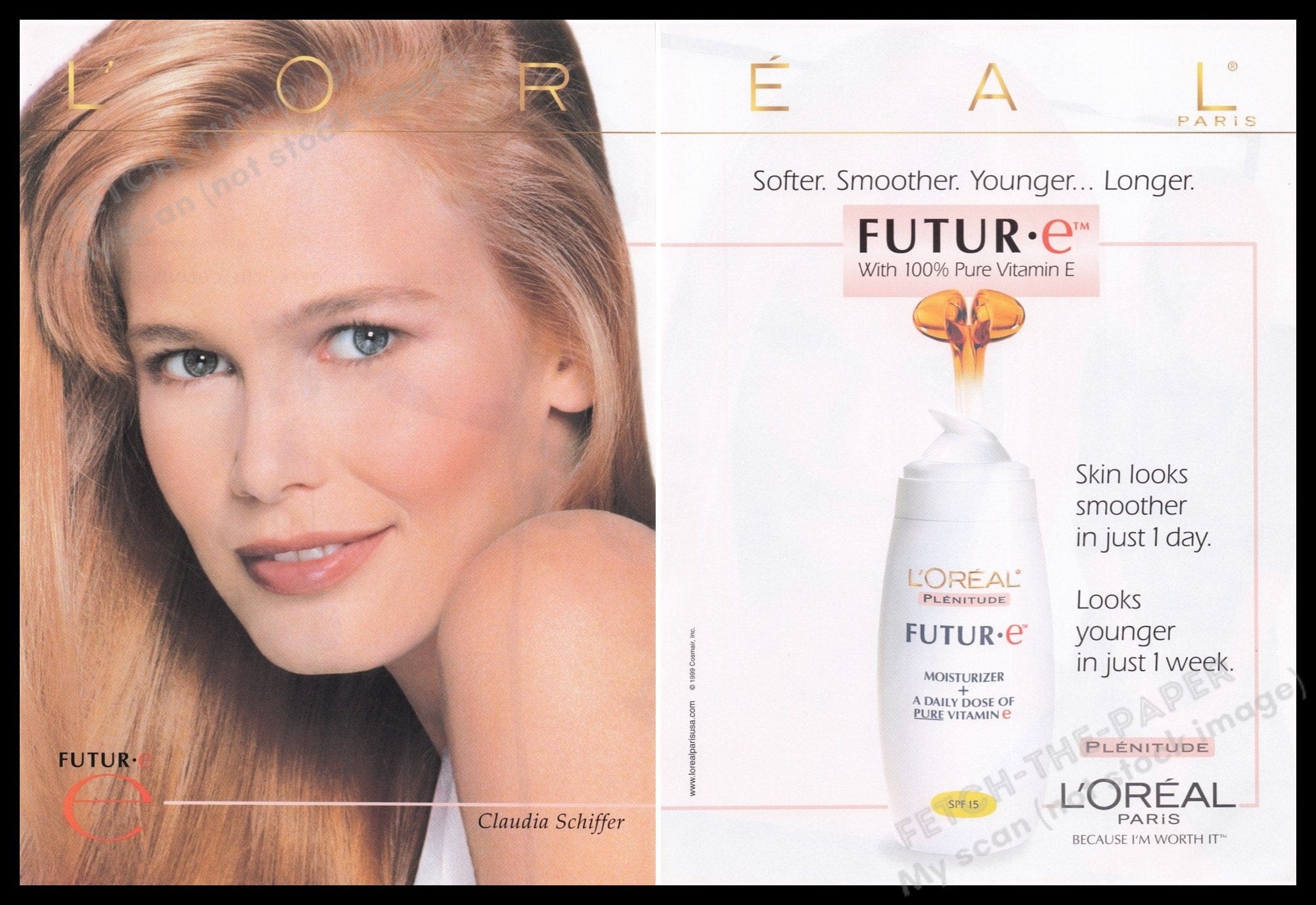 L'oreal Claudia Schiffer 1990s Print Advertisement (2 pages) 1999 Hair — Fetch-the-Paper