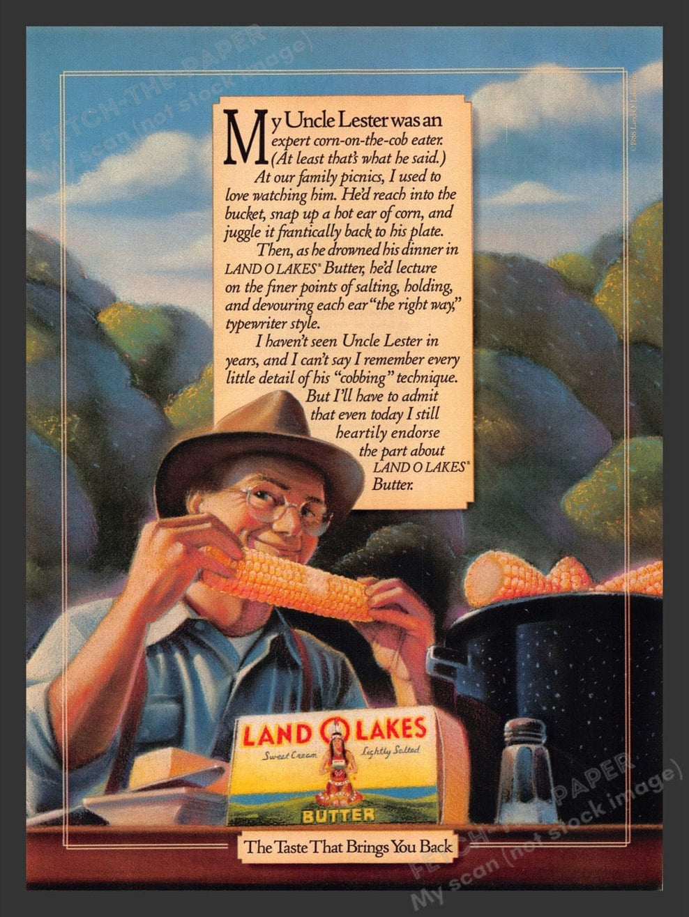 Vintage 1989 Land O Lakes Butter Uncle Lester Print Ad — Fetch-the-Paper
