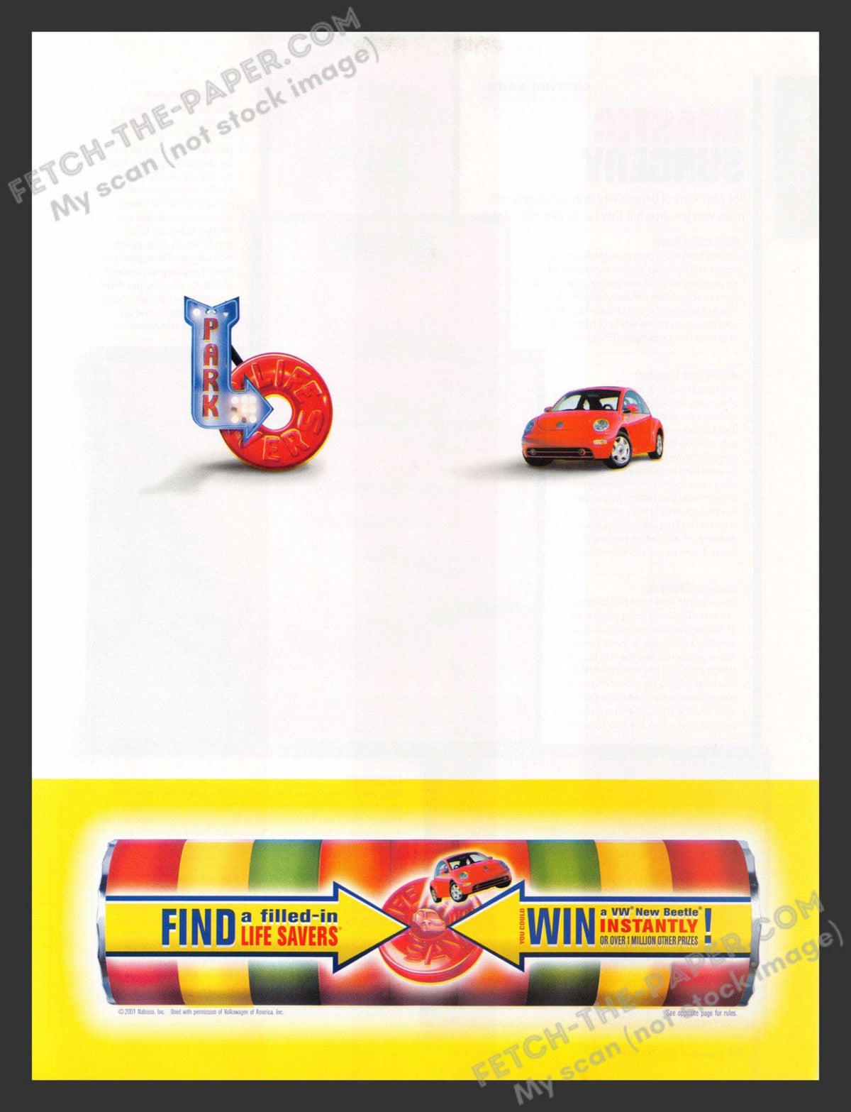 Life Savers & VW Beetle 2001 Print Ad - Win a New Beetle! — Fetch-the-Paper