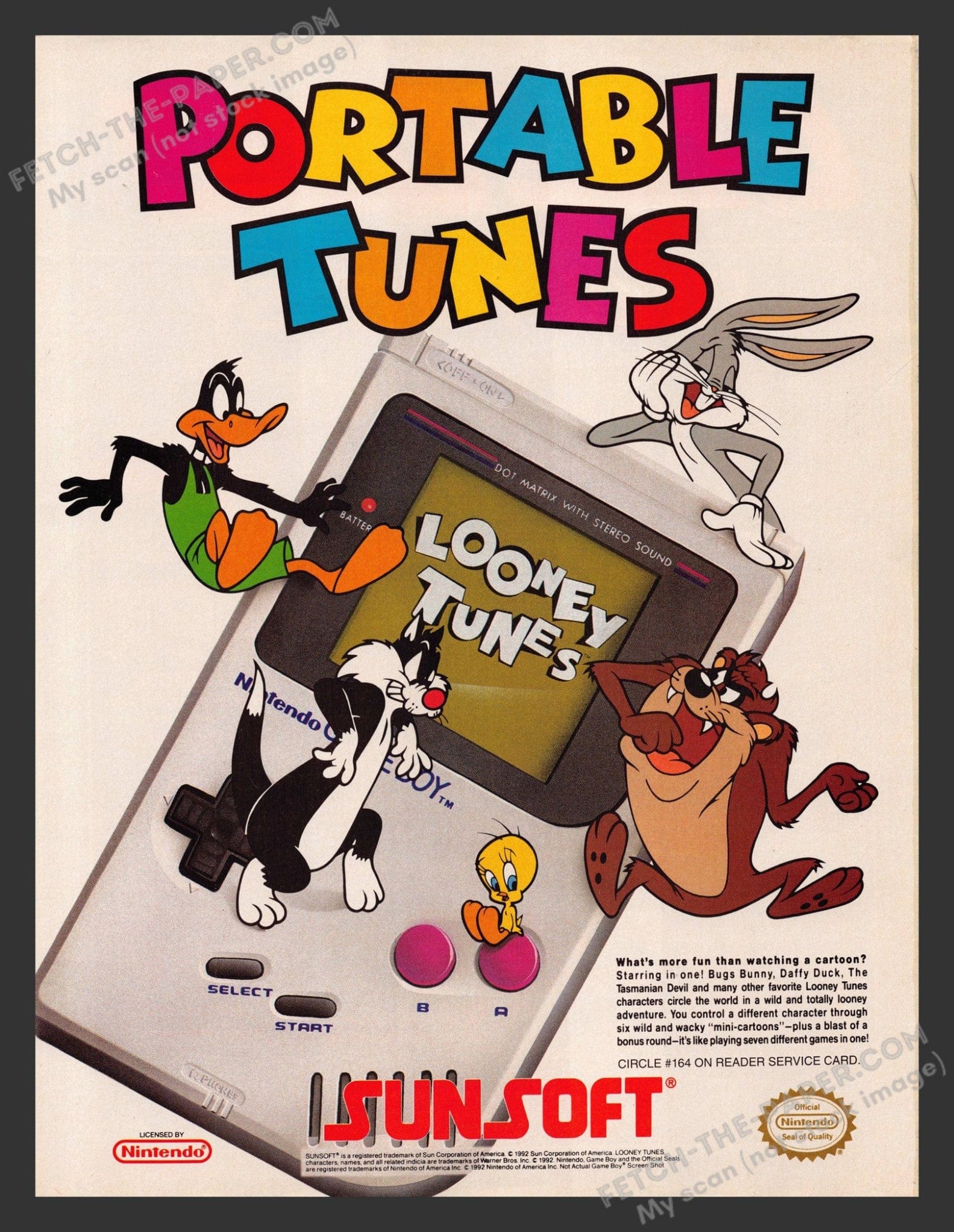 Looney Tunes Video Game 1990s Print Advertisement 1992 — Fetch-the-Paper