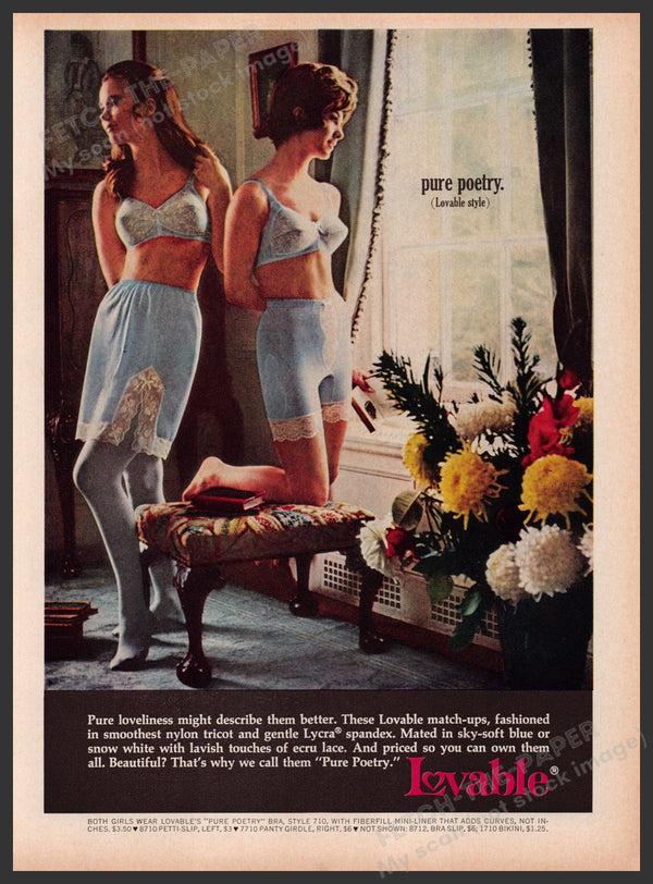 1969 Lovable Lingerie Ad - Vintage Blue Lace Girdle Print — Fetch-the-Paper