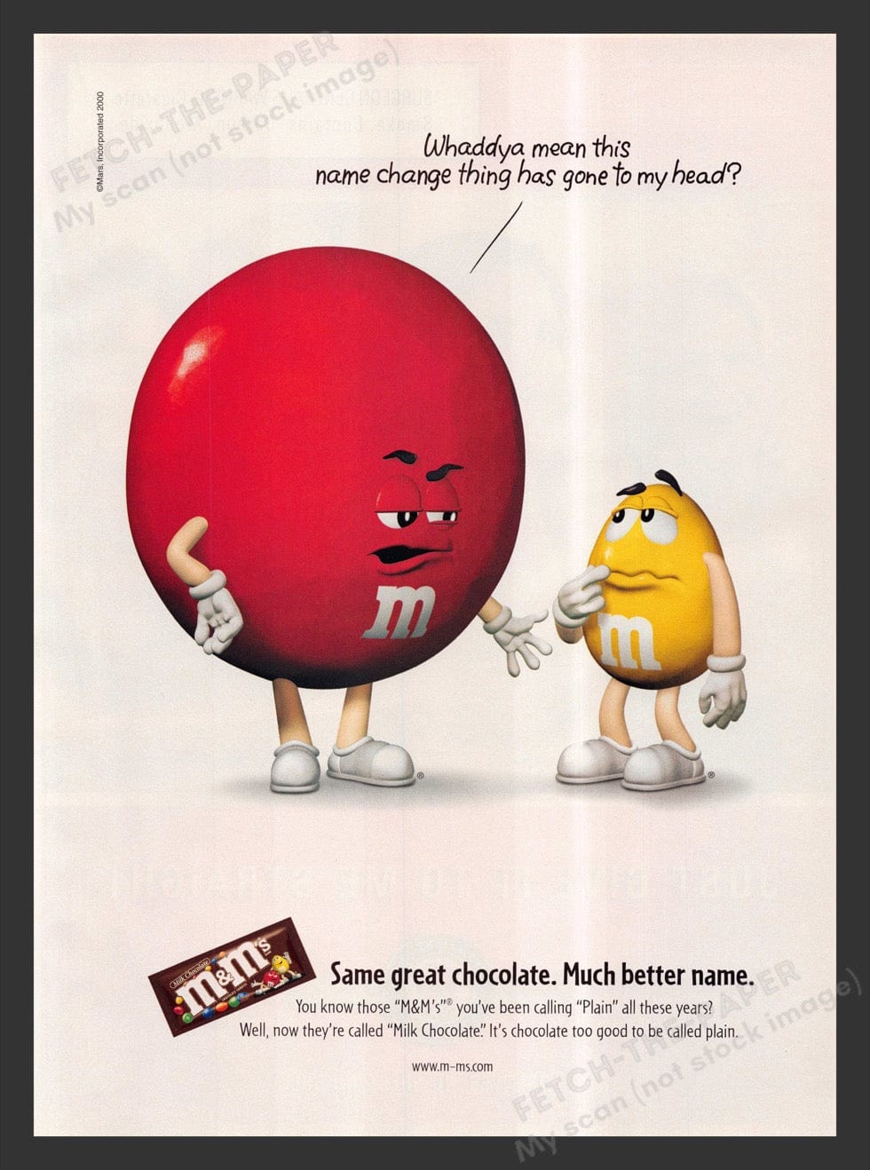 M&M's Big Head Red Piece 2000 Print Advertisement Ad — Fetch-the-Paper