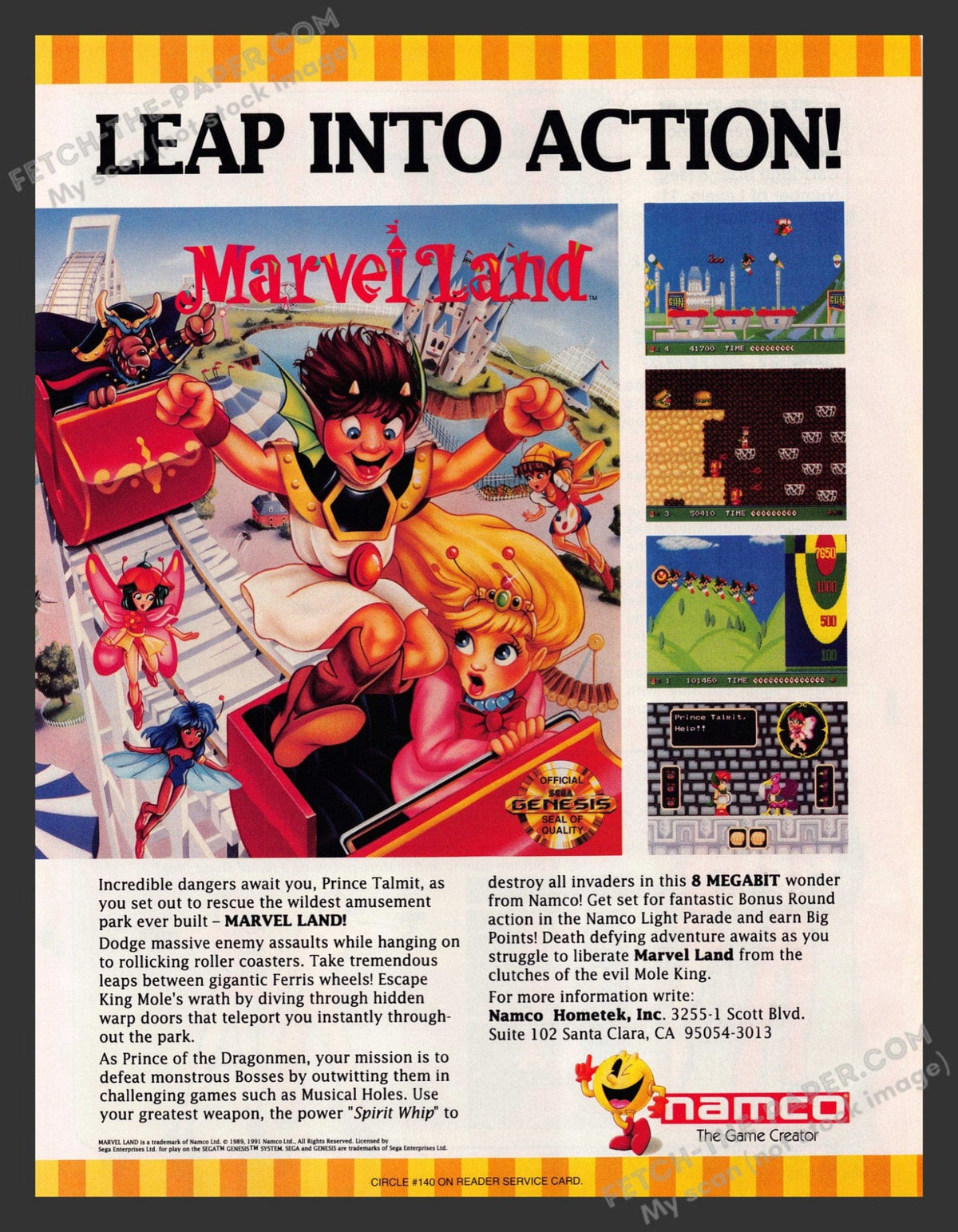Marvel Land Video Game 1990s Print Advertisement 1991 — Fetch-the-Paper