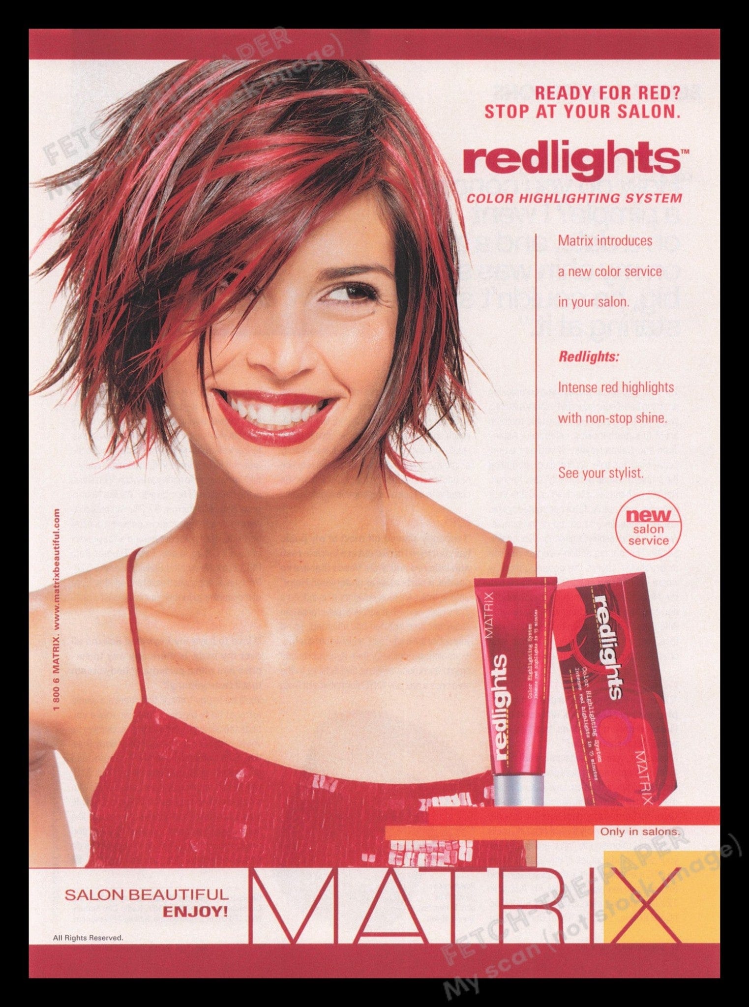 Matrix 2001 Ad: Redlights Hair Color Highlighting System — Fetch-the-Paper
