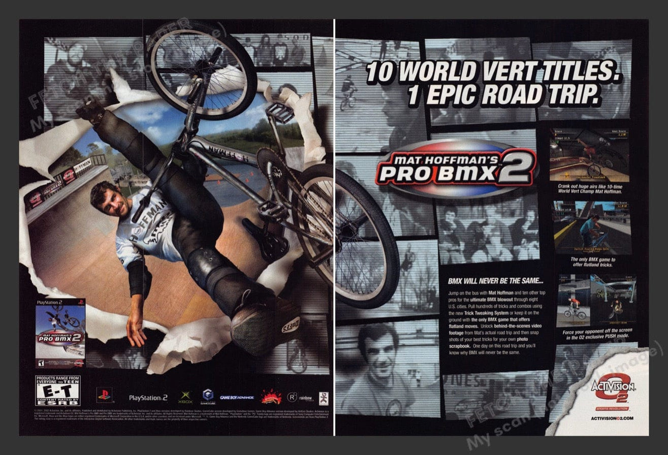 Matt Hoffman's Pro BMX 2 2000s Video Game Print Advertisement (2 Pages — Fetch-the-Paper