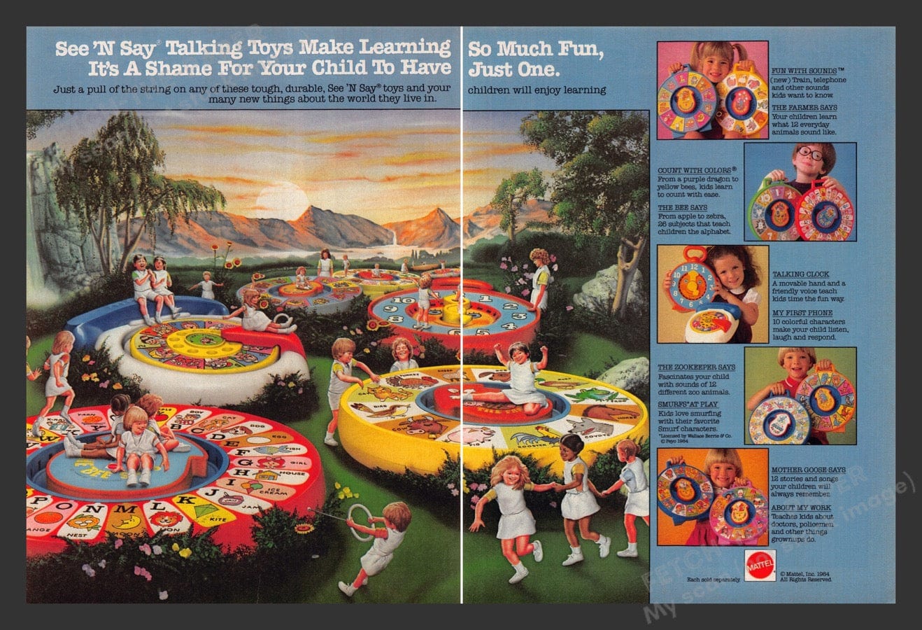 Mattel See 'n Say Talking Toys 1980s Print Advertisement (2 Pages) 198 ...