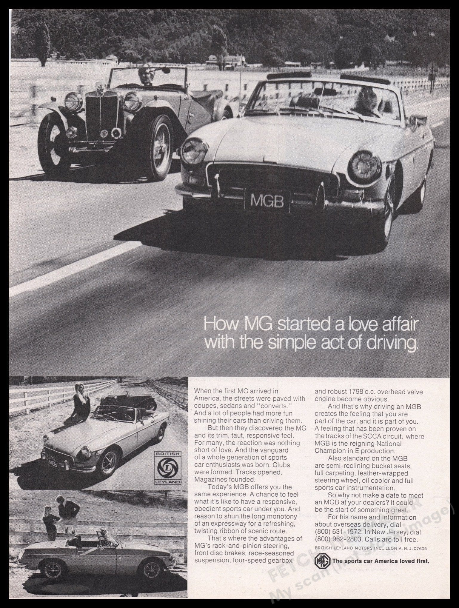 Original 1970s MGB Car Racing Print Advertisement 8"x11" — Fetch-the-Paper