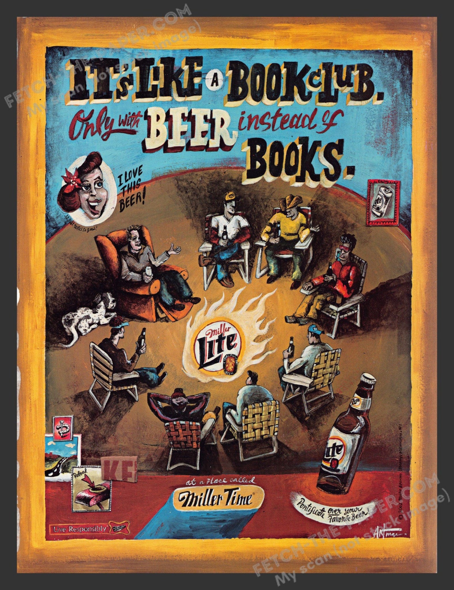 Miller Time Beer Bookclub for Men 2000s Print Ad — Fetch-the-Paper