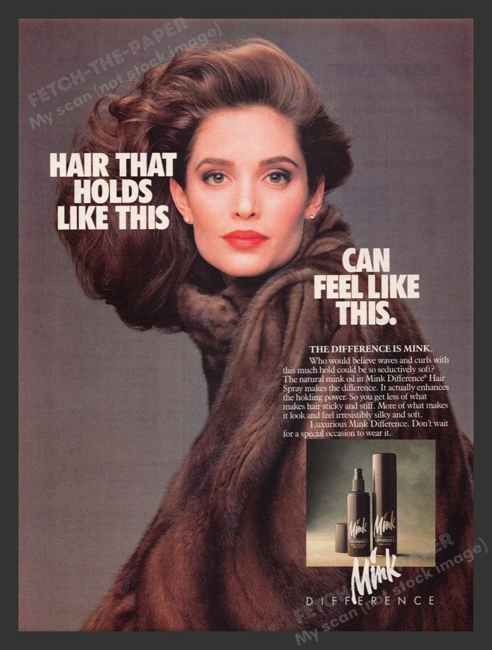 Mink Difference Hair Spray 1980s Print Advertisement Ad 1988 — Fetch ...