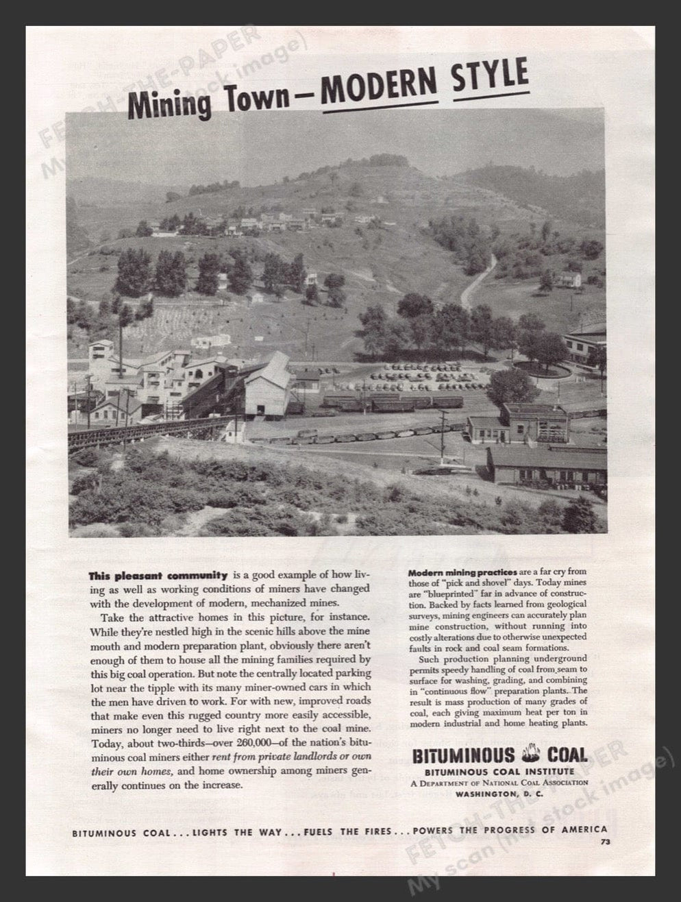 Modern Mining Town Bituminous Coal 1940s Print Advertisement Ad 1949 ...