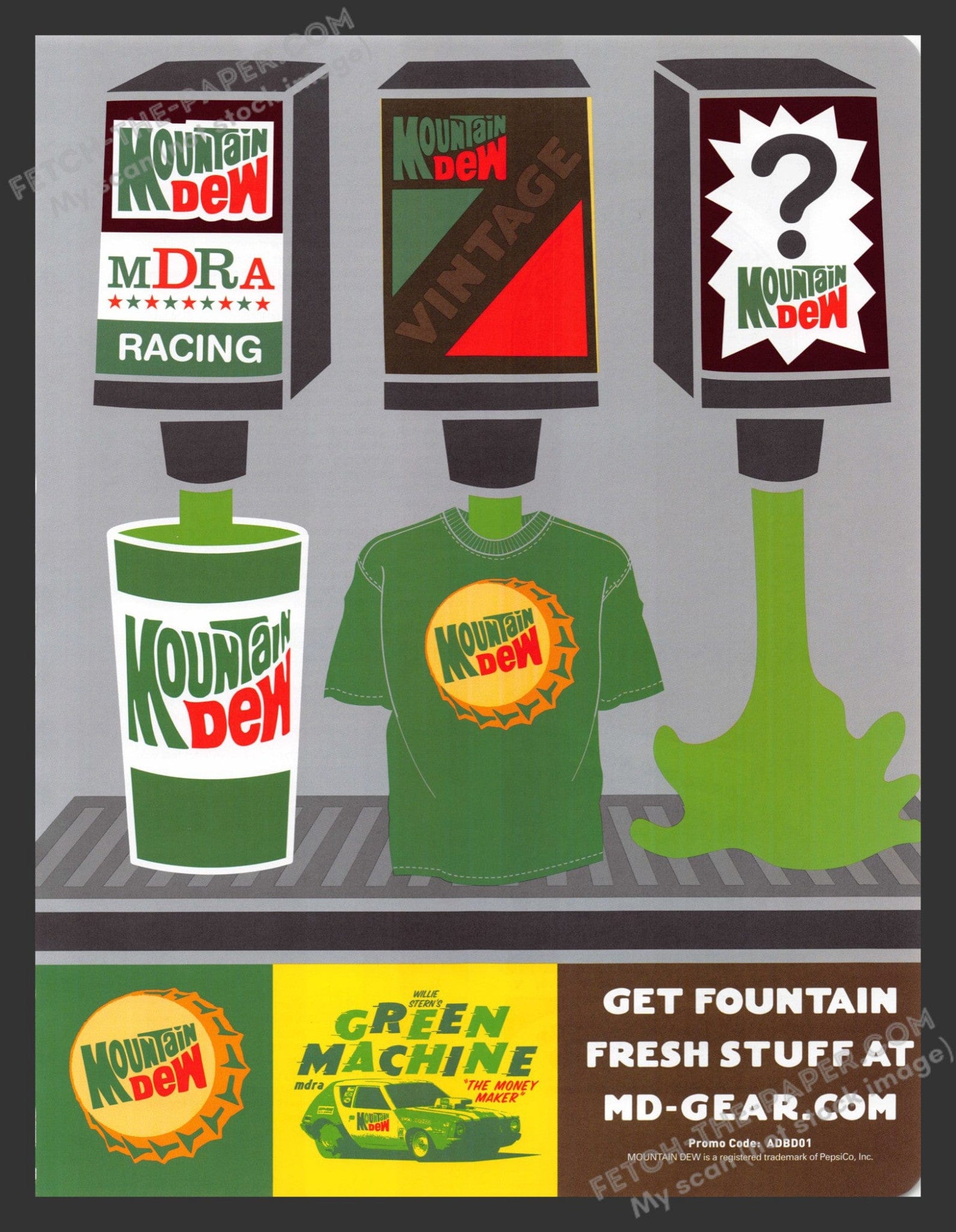 Mountain Dew MDRA Racing Green Machine Promo 2000s Print Advertisement ...