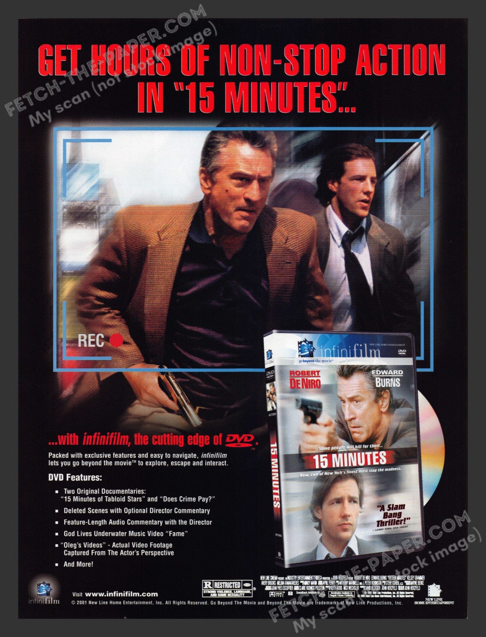 "15 Minutes Movie 2001 Print Ad - DeNiro, Burns, Action Packed" — Fetch ...