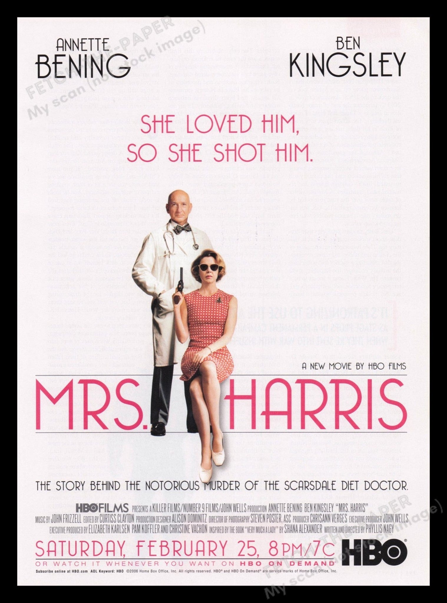 Mrs. Harris 2006 HBO Movie Print Ad - Annette Bening, Ben Kingsley ...