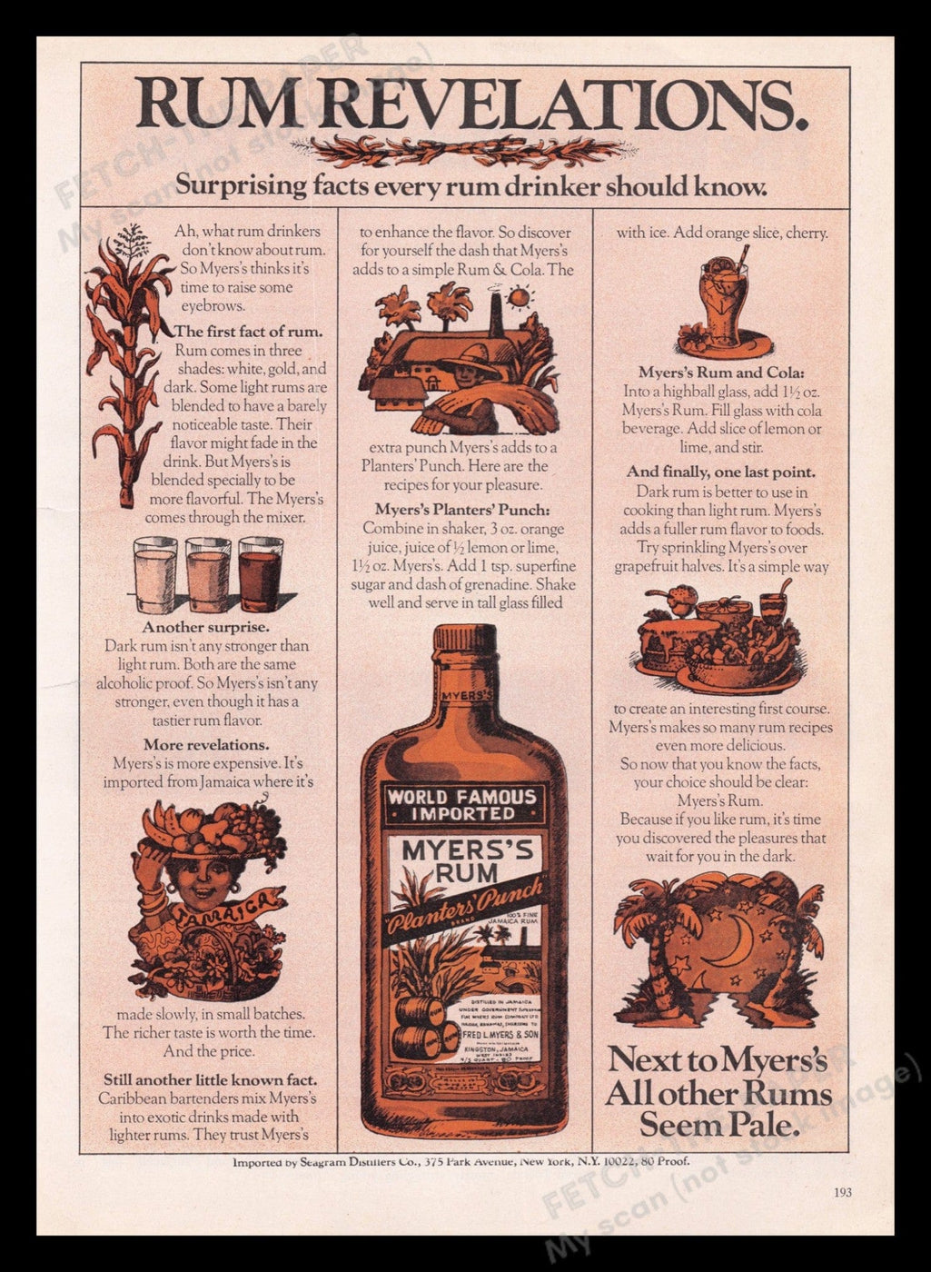 Vintage 1970s Myers's Rum Print Ad - Rum Revelations 1978 — Fetch-the-Paper